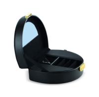 China Handmade Custom Romantic Elegant Portable Travel Black PU Leather Case Caja Joyeria Jewelry Box for sale