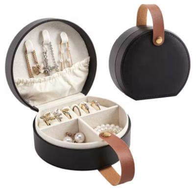 China Scratch Proof Luxury PU Leather Velvet Lined Jewelry Box Ring Earring Necklace Organizer for sale