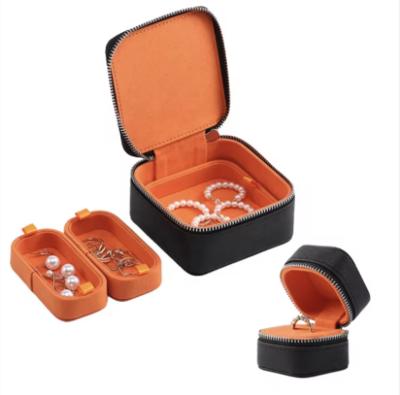 China Handmade Luxury PU Leather Jewelry Boxes With Tray Rectangle Shape Customized Color for sale