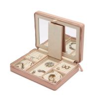 China OEM Luxury Large Leather Jewelry Case With Mirror Pouch Bag Packaging Gift Display for sale