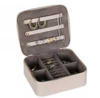 China Luxury Ladies Leather Jewellery Box With Velvet Lining Zipper Travel Jewelry Case OEM for sale