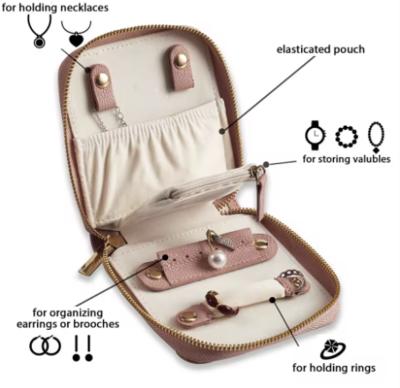 China Multi Function Small Leather Jewelry Travel Bag For Ring Necklace Packaging Storage for sale