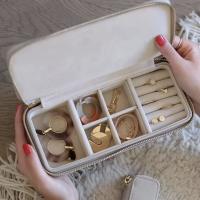 China Travel Friendly Personalized Leather Jewelry Box Waterproof With Removable Layer for sale