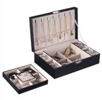China Handmade PU Leather Men's Jewelry Box Organizer With Velvet Lining Removable Tray for sale