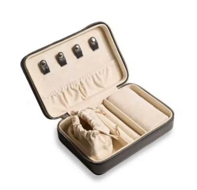 China Custom Luxury Leather Jewelry Boxes Organizer Zipper Jewelry Travel Case For Women for sale