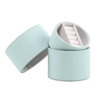 China Portable Travel Leather Jewelry Boxes Modern Round Shape For Necklace Ring Organizing for sale