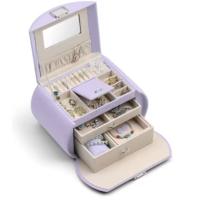 China Portable Leather Jewelry Boxes Custom Design OEM Logo With Two Stackable Layer for sale