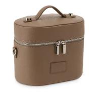 China Unisex Pu Pebble Leather Cosmetic Cases Oval Shaped Travel Makeup Bag With Insert for sale