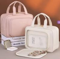 China Portable PU Leather Beauty Vanity Cases Makeup Bag Organizer Large Capacity OEM Logo for sale