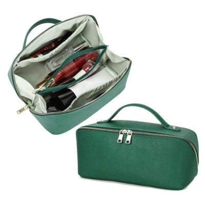 China Custom Logo Saffiano Leather Cosmetic Cases Luxury Beauty Essentials Case For Ladies for sale