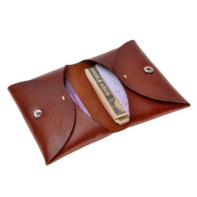 China Vegetable Tanned Leather Slim Wallet Coin Purse Handmade Custom Color for sale