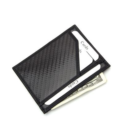 China Genuine Leather Credit Card Business Card Holders Carbon Fiber Blocking Fashion Style for sale