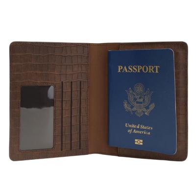 China RFID Blocking Passport Cover Retro Aged Style PU Leather Travel Passport Wallet for sale