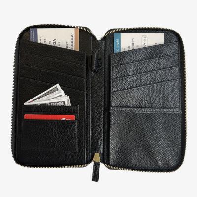 China Portable Pebble Leather Passport Holders Travel Document Wallet Custom Logo CE REACH for sale