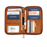 China Slim Vegan Leather Passport Cover Multifunctional Ticket Organizer With Wrist Strap for sale