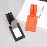 China Customized Logo Travel Suitcase Tag PU Leather Luggage Tags Water Resistant for sale