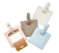 China Square Shape Genuine Leather Luggage Tags Blank Baggage Tags Custom Logo For Travelling for sale