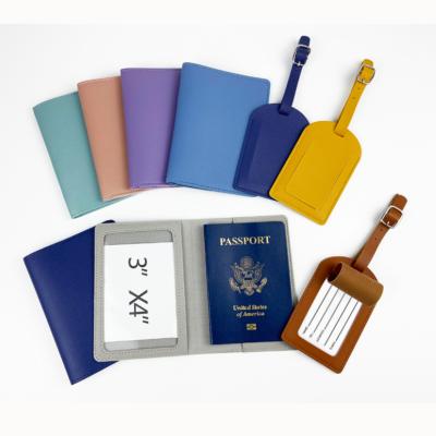 China Slim PU Leather Passport Holder And Luggage Tag Travel Gift Set Customized Color for sale