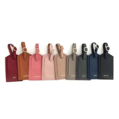 China Fully Customized Leather Luggage Labels Travel Luggage Name Tags With Privacy Cover for sale