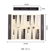 China Luxury PU Leather Backgammon Set Chess Games Roll Up Board For On The Go Entertainment for sale