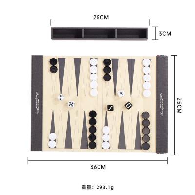 China Luxury PU Leather Backgammon Set Chess Games Roll Up Board For On The Go Entertainment for sale