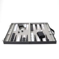 China 15 Inches Leather Backgammon Set Customized Logo Backgammon Set Leather Case for sale