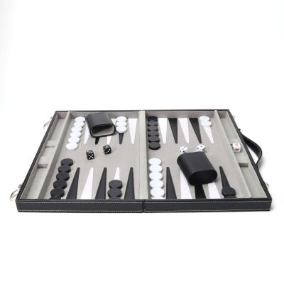 China 15 Inches Leather Backgammon Set Customized Logo Backgammon Set Leather Case for sale