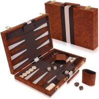 China PU Leather Game Boxes Leather Case Backgammon Set 15inch 17inch 19inch 21inch for sale