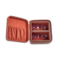 China Personalized Logo Zippered Leather Eyeglass Holder Daily Use Reusable Waterproof for sale