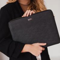 China Custom Size Saffiano Leather Tech Cases 13 14 15 Inch Double Zipper Laptop Case for sale