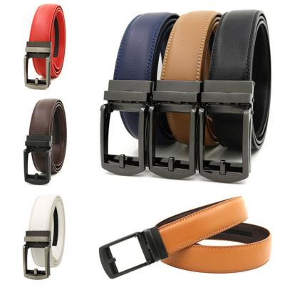 China Genuine Cowhide Cow Leather Belts Automatic Ratchet Fake Pin Buckle Belt for Mens for sale