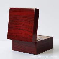 China Watch packaging box, high-end solid wood piano baking paint watch storage box, in stock red wood grain jewelry packaging customization for sale