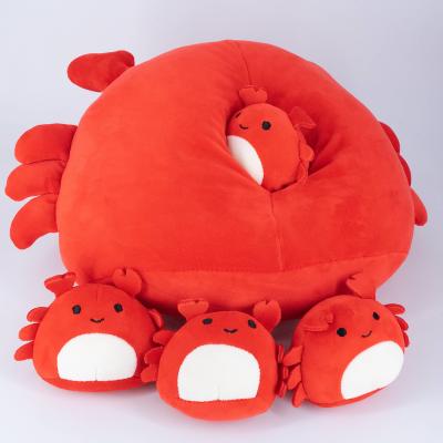 China OEM ODM Crab Soft Animal Pillows Large Cute Crab Plush Sets With 4 Baby for sale