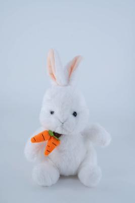 China White Bunny Plush Toy with Carrot Scarf Cute Long-Eared Standing Soft Stuffed Animal for sale