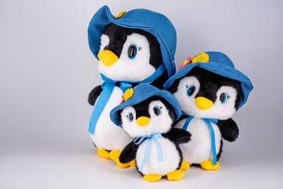 China Adorable Penguin Soft Plush Toys with Blue Hat Cuddly Stuffed Animal CE EN71 Standard for sale