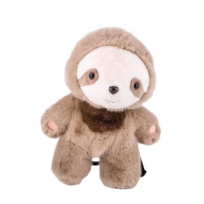 China Kawaii Lazy Hug Stuffed Backpack Light Brown Animal Plush Shoulder Bag Aesthetic Design for sale