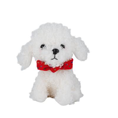 China 23cm Super Kawaii Simulation Stuffed Toys Adorable Plush Teddy Bear Dog With Bow for sale