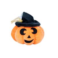 China Soft Furry Holiday Plush Toys Halloween Stuffed Pumpkin Pillow With Wizard Hat for sale