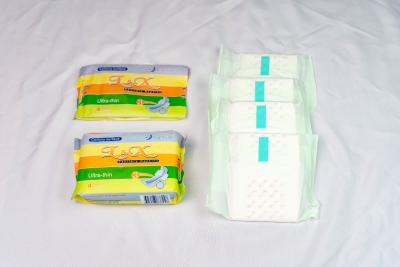 China 283mm Night Use Sanitary Napkin 4 Pads Cotton Menstrual Pads Leak Resistant for sale