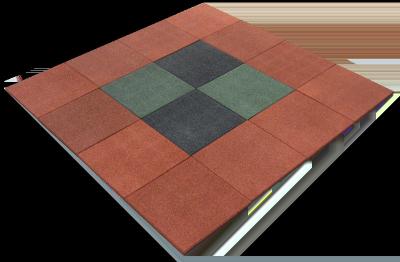 China Indoor Gym Sports Rubber Flooring Tiles Anti Shock Red 500x500x30mm for sale