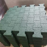 China Green Dog Bone Shaped Mat Anti Slip Recycled Rubber Tiles Outdoor Lightweight for sale