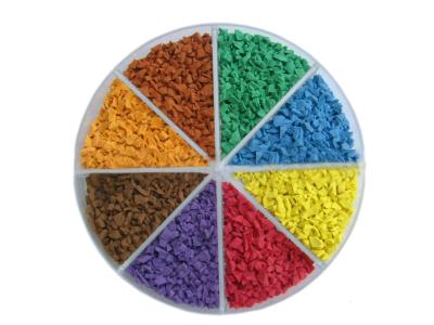 China Blue / Purple Coloured EPDM Granules 2mm - 5mm Rubber Crumb For Playgrounds for sale