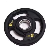 China 5.5 LB Rubber Weight Plates Unisex Tri Grip Olympic Plates 2.5kg for sale