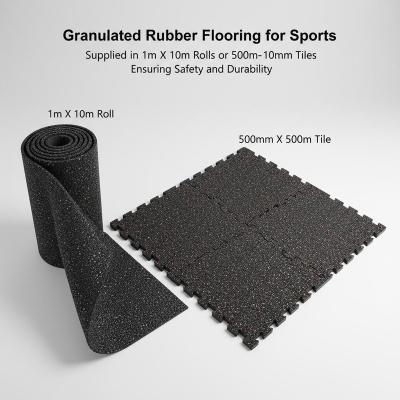 China Granulated Rubber Flooring for Sports Supplied in 1m X 10m Rolls or 500mm X 500mm Tiles Ensuring Safety and Durability for sale
