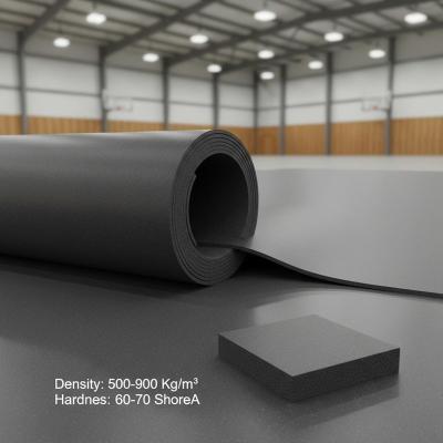 China Density 500 900 Kg per cubic meter Sports Rubber Flooring featuring Smooth Surface Texture and Hardness 60 70 ShoreA suitable for indoor sports areas for sale
