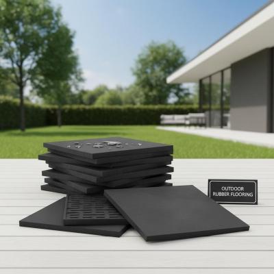 China Black 24 X 24 X 3 4 Outdoor Rubber Floor Tiles Featuring UV Resistant Material for Long Term Outdoor and Easy Maintenance for sale