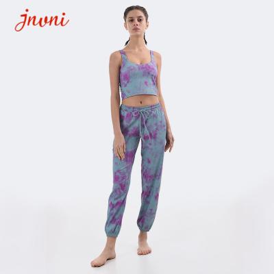 China 250gsm Athletic Tie Dye 2 Piece Set Leggings and Sports Bra for Women Workout Gym for sale