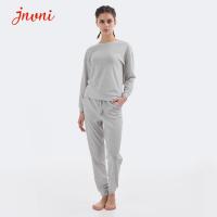 China Women's 2 Piece Loungewear Set Long Sleeve Pullover Joggers Solid Sweatsuit 100-160cm for sale