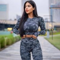 China Seamless Clothing Camo Printed  Women Activewear Sets 3 Pieces for sale