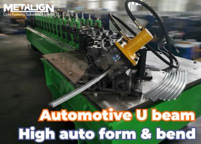 China U Shape Metal Beam Automotive Roll Forming Machine With Precision Bending And Hydraulic Cutting for sale